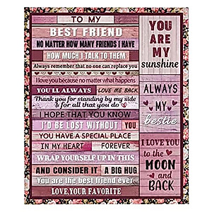 Best Friend Throw Blanket Friendship Gifts for Women Friends Happy Birthday Best Friend Blankets for Her Thanksgiving Christmas Blanket Throw Soft 60" x 50"