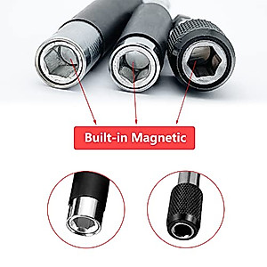 SeonFook 3pcs Magnetic Drive Guide Quick Release Screwdriver Bit Holder Extension with 1/4 Inch Hex Shank Drill Bit Tip Holder Connection Rod Adapter Sleeve for Nuts Drill and Handheld Driver