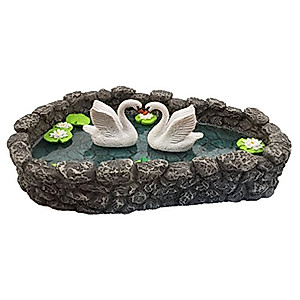 GlitZGlam Swan Miniature Pond - Love is in The air! A Miniature Swan Lake for a Miniature Fairy Garden and Miniature Garden Accessories