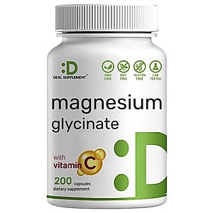 Magnesium Glycinate Plus Vitamin C – 100% Chelated for Absorption – Essential Mineral Supplement for Muscle, Mood, Sleep, & Heart Health
