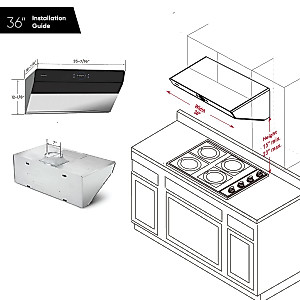 Pacific Side Suction Under Cabinet Ducted Range Hood 30 inch - 1200CFM 4-Speed Powerful Wall Mount Kitchen Vent Hood - Electric Stainless Steel, Ultra Quiet, Touch Control, LED Lights PQ6830AB