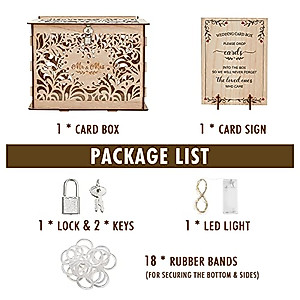 AW BRIDAL Wedding Card Box with Card Sign, Mr Mrs Gift Box Money Envelop Boxes for Party Graduation Reception Engagement Bridal Shower Gifts for Couples