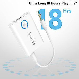 Lavales Bluetooth 5.3 Adapter for Airplane to 2 Wireless Headphones, 3.5mm Jack in-Flight Bluetooth Transmitter Receiver for TV, Dual Link AptX Adaptive/Low Latency/HD Audio for Home Stereo/PC/Gym