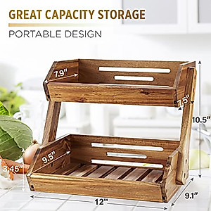 Fruit Basket, Fruit Bowl, 2 Tier Fruit Basket for Kitchen, Fruit Stand Storage Holder, Heavy Duty/Multipurpose/Large Capacity for Fruit, Vegetables, Bread Storage and Home Kitchen Countertop Organizer