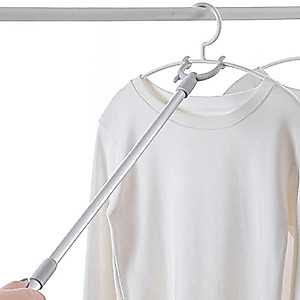Homoyoyo Clothesline Outdoor Closet Hook Pole, Retractable 40 Adjustable Closet Pole Hook Telescopic Clothes Hook for Wardrobe, Clothesline, Hanger, Hanger Rod Metal Hangers