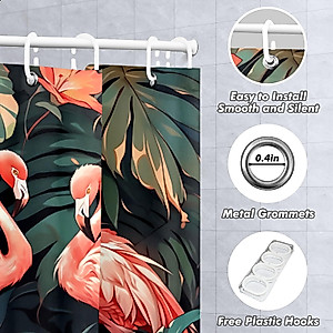 Giyimgaf Tropical Pink Shower Curtains for Bathroom with 12 Hooks Waterproof Flamingo Bathroom Decor Fabric Hot Pink Shower Curtains 72 x 72 Inches