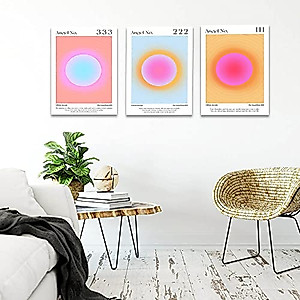 Multicolor Gradient Aura Angel Numbers Poster Sets Inspirational Quotes Room Aesthetic Canvas Wall Abstract Minimalist Art Paintings Y2k Style Room Wall Decor for Bedroom Office (B,3P 12 x 16 in Unframed)