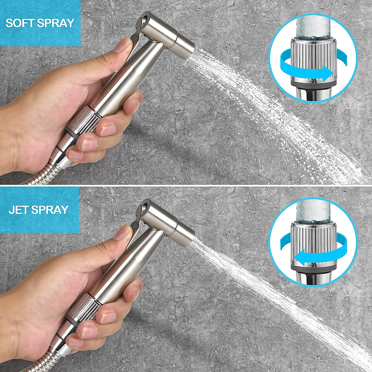 Blissland Bidet Sprayer for Toilet with Adjustable Water Pressure, Handheld Bidet Sprayer Kit, Bidet Sprayer Set- Stainless Steel