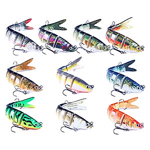 10pcs Trout 4" Fishing Lures, Slow Sinking Hard Bait for Bass, Lifelike Freshwater Saltwater Trout Perch Pike Walleye Fishing Lure Kit