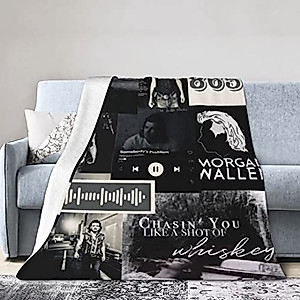 Morgan Wallen Blanket Soft Music Album Cover Collage Throw Blanket Soft Flannel Blanket Fleece Super Plush Soft Warm for Napping, Couch Chair, Living Room Singer Fans Gift 50x40 in