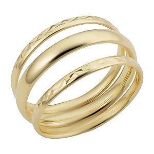 10k Yellow Gold High Polish Diamond-cut Triple Stacked Band Ring (size 6)