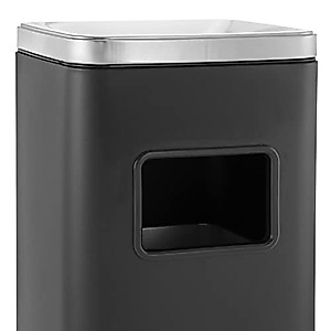 BEAMNOVA Trash Can Indoor Outdoor Stainless Steel Commercial Garbage Can Industrial Garbage Enclosure Inside Cabinet with Lid Waste Container, Color Black, 30 * 25 * 68 cm / 11.8 * 9.8 * 26.8 in