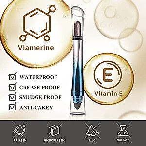 LUXAZA 24H Longwear Eyeshadow Stick Shimmer Cloud Gray Cream Smoky Eyeshadow Pencil Crayon, Pro Waterproof Eye Shadow Pen,Highlighter Makeup Stick 1PCS