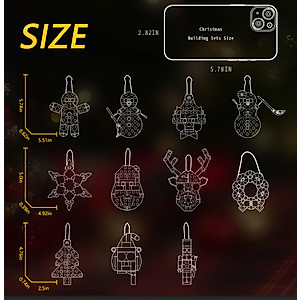 YOUFOY Christmas Ornaments Building Kits,DIY Decorative Hanging Ornaments Building Toys,Xmas Home Decorations Building Sets of 11,Best Festival Gift for Kids or Friends(382 PCS),Upgraded Version