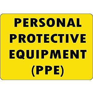 PPE Sticker Pair (5x7) Decals Black Printed on Yellow Personal Protective Equipment