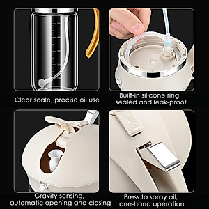 ERICAT Oil Spray Bottle, 2 in 1 Spraying and Pouring Oil Bottles, 550ml Large Capacity with Scale, Oil Sprayer Mister Dispenser, Refillable Food Grade Oil Vinegar Spritzer Sprayer Bottles for Kitchen