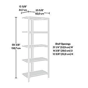 Sauder North Avenue Bookcase, L: 23.43" x W: 13.66" x H: 59.33", Smoked Oak Finish