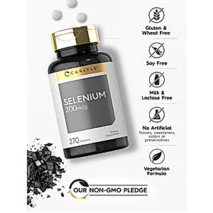 Selenium Supplement | 200mcg Tablets | Vegetarian, Non-GMO, Gluten Free | by Carlyle