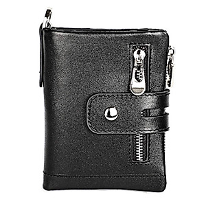 Vintage Women's RFID Blocking Leather Wallet small Chain (black)…