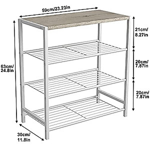 COZYFUN Industrial Shoe Rack 4-Tier Metal Shoe Storage Organizer, Shoe Storage Shelves with Stable Metal Frame, Small Shoe Organizer Shelf for Hallway, Closet, Entryway, Living Room (White)