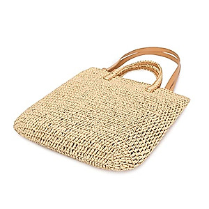 Lam Gallery Women's Straw Tote Shoulder Bag Summer Beach Bags Large Capacity Woven Handbag (Natural Color)