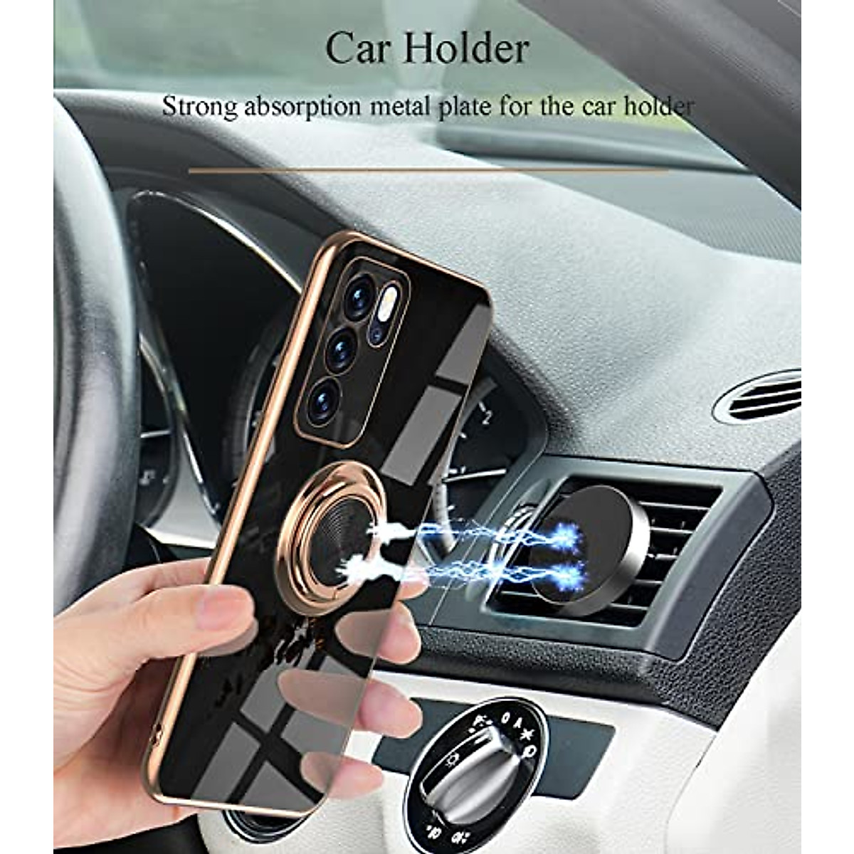 Shockproof Phone Case for Oppo Reno 6 Pro 5g Pink, Oppo Reno 6 Pro Case Holder, Oppo Reno 6 Pro Phone Cases Silicone TPU (Black, Oppo Reno 6 Pro 5g)