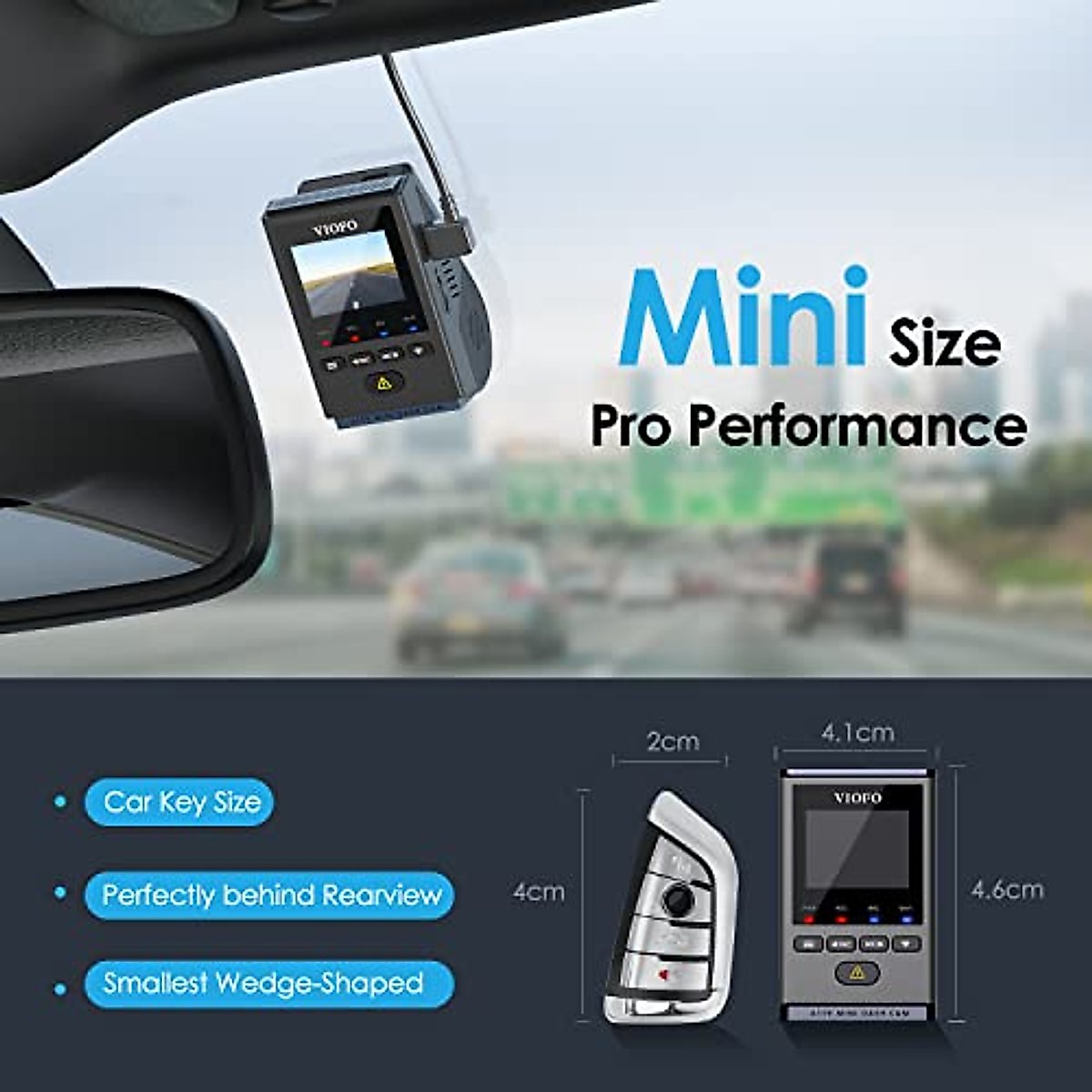 VIOFO A119 Mini Dash Cam 2K 60fps, 5GHz WiFi Dash Camera for Cars, Built-in GPS, HDR Super Night Sensibility, 140° View Angle, Buffered Parking Modes, Emergency Record, Voice Notification