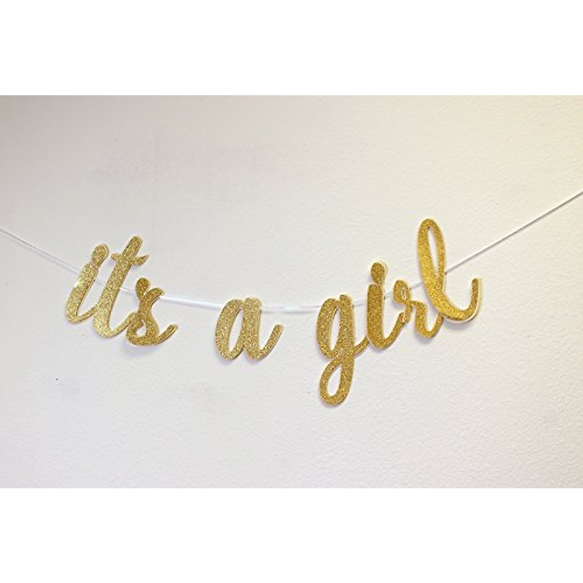 All About Details It's A Girl Cursive Banner, 1set, Baby Shower Banner, Baby Shower Party Decoration (Gold)