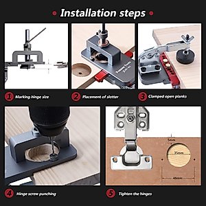Adoles 35mm Concealed Door Hinge Jig， Accurate Locking Cabinet Hinge Jig， Aluminum Alloy Material Comes with Clamping Device for Easy Carrying and Use.…