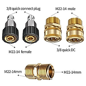 POHIR 100ft Pressure Washer Hose M22 Fittings, 4000 PSI High Pressure Replacement Hose M22 14/15mm Thread, Flexible Extension Hose with 3/8 Quick Connect Adapters for Power Washing