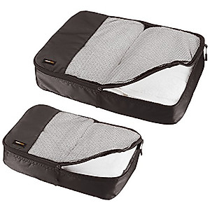 Amazon Basics 4 Piece Packing Travel Organizer Cubes Set - 2 Medium and 2 Large, Black