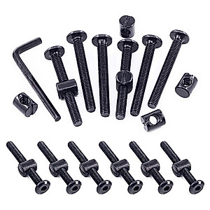 Swpeet 25Pcs Black M6 × 50mm Crib Hardware Screws, Hex Socket Head Cap Crib Baby Bed Bolt and Barrel Nuts with 1 x Allen Wrench Perfect for Furniture, Cots, Crib Screws (M6x50mm)