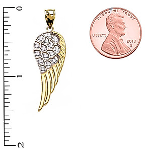 Trendy Necklaces 14k Yellow Gold Diamond Angel Wing Fancy Pendant