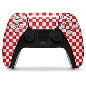 WraptorSkinz Skin Wrap compatible with Sony PS5 DualSense Controller Checkered Canvas Red and White (CONTROLLER NOT INCLUDED)