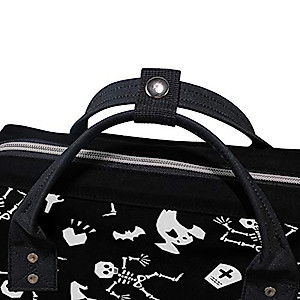MERRYSUGAR Diaper Bag Backpack Halloween Skull Black Baby Bag School Backpack Mommy Bag Large Multifunction Travel Bag