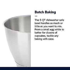 Kenwood Chef Titanium Kitchen Machine, Stainless Steel - 5 qt - Kitchen Mixer - 800W Motor & Electronic Variable Speed Control - Includes Dishwasher-Safe Work Bowl & Three Mixing Tools