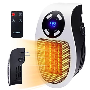 GiveBest Programmable Space Heater with LED Display, Remote Wall Outlet Electric Heater with Thermostat and Timer for Home Office Bathroom Indoor Use, Small Plug in 350&450 Watt Heater, ETL Listed