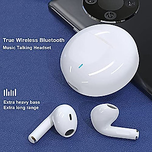 True Wireless Earbuds Compatible with Android and iPhone-IPX4 Waterproof Stereo Sound Bluetooth-Deep Base, Built-in-Mic Noise Cancelling Earbuds with Wireless Charging - Bluetooth v5.3