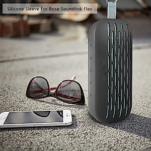 HUAYUWA Silicone Cover Sleeve (Black) Compatible for Bose SoundLink Flex Bluetooth Portable Speaker