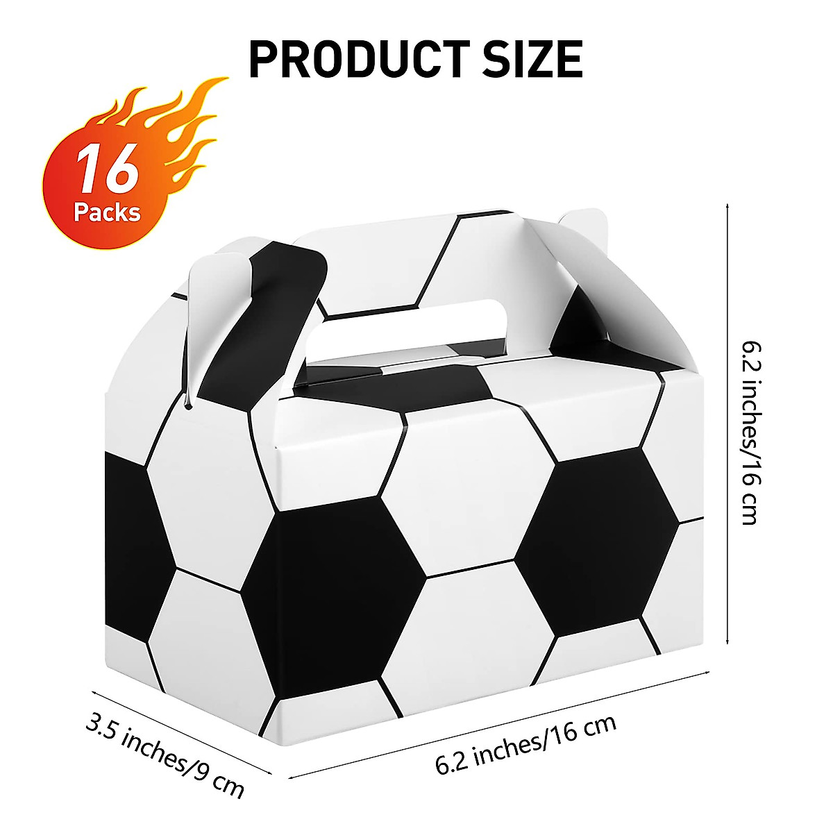 durony 16 Pack Soccer Treat Boxes Sports Party Supplies Soccer Party Favors Football Bags Candy Goodie Gift Boxes for Soccer Team Birthday Baby Shower Decorations 6.2 x 6.2 x 3.5 Inch