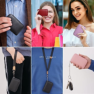 GADIEMKENSD Women Credit Card Holder Small Rfid Wallet Zipper Genuine Leather Accordion Wallets Case for Womens id Compact Slim Zip 12 Individual Credit Card Slots And 2 Cash Slots Wine Red