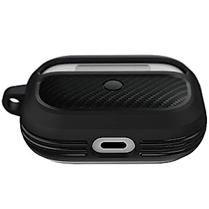 Ghostek CRUSHER Black AirPod Pro Case Carbon Fiber Hard Protective Cover with Matte Finish Design for Men and Women Heavy Duty Dust Guard Earbuds Protection Designed for 2019 Apple AirPods Pro (Black)