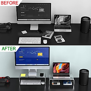 Zimilar 2 Pack Monitor Stand Riser, Acrylic Computer Stand Riser for Computer, Laptop, Printer, Notebook, iMac, Crystal Clear Laptop Stand and Monitor Riser(Large & Small Acrylic)
