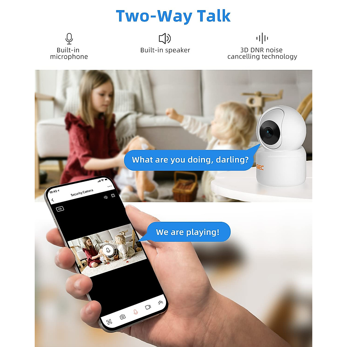 GIEC Indoor Security Camera for Home 2K HD Kids/Pet Camera Pan Tilt Smart WiFi Cameras 360 Degree Dog Cam with Two-Way Audio, Motion Detection,Night Vision,Cloud & SD Card Storage