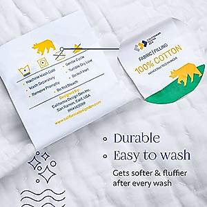 California Design Den 100% Cotton Hand-Quilted Crib Size Quilt for Toddlers, Pure Cotton Fabric & Fill, Pre-Softend Pure White Baby Blanket, Diamond Pattern (White)