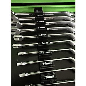 Identification labels compatible with toolbox widget vertical PRO wrench holders (SAE set, Black)