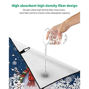 Yun Nist Golf Towel Christmas Snowman Snowflake Blue,Waffle Pattern Microfiber Club Cleaner Golf Towels with Carabiner Clip for Women Men Dad,Winter Snow Golf Towel for Golf Bags Accessories,24x16in