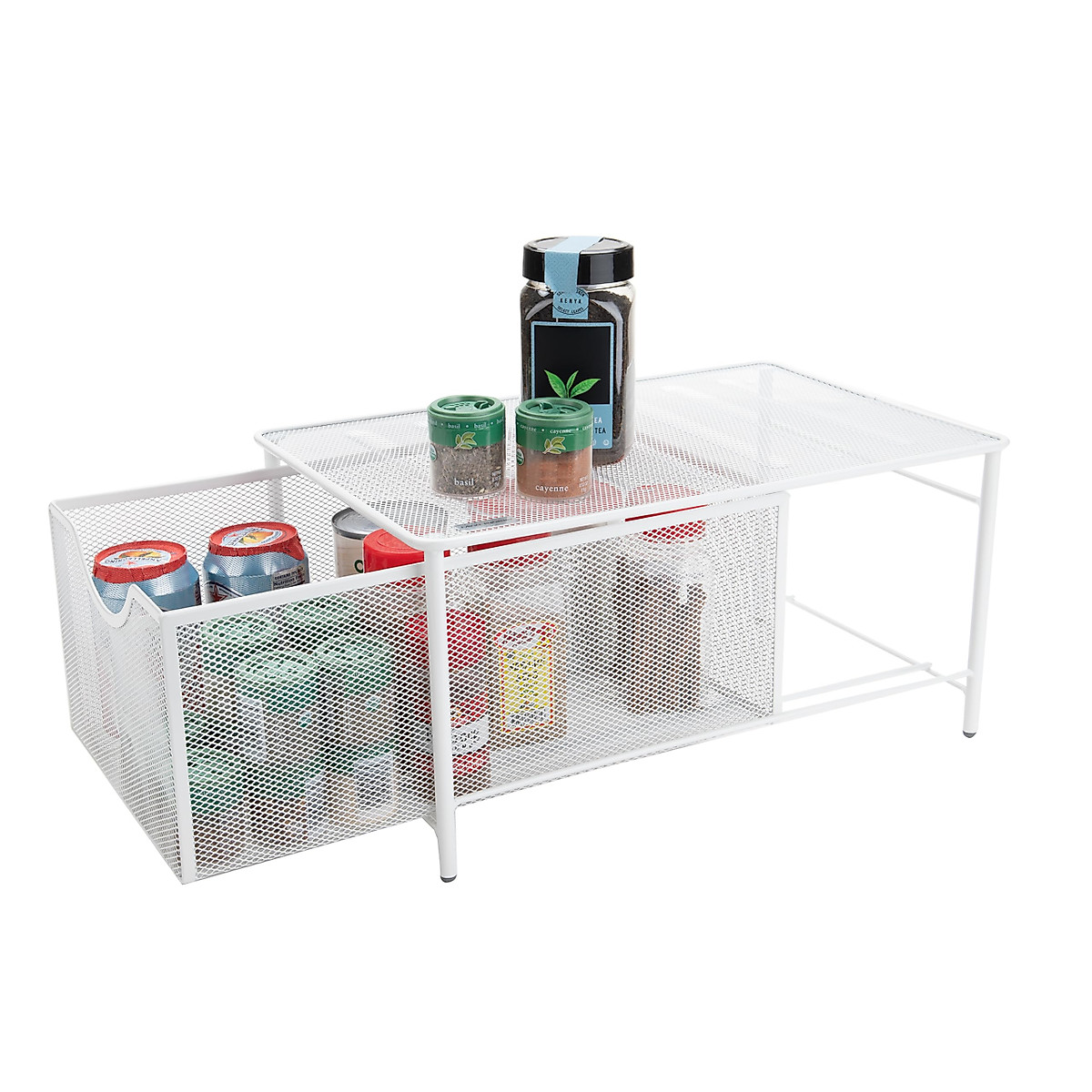 Mind Reader Organizer Storage Basket, 15.4” L x 9.4” W x 7.5” H, White