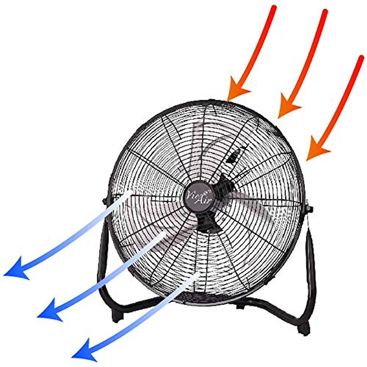 Vie Air VA-14 Industrial High Velocity Tilting 3 Speed Heavy Duty Metal Floor Fan , Black