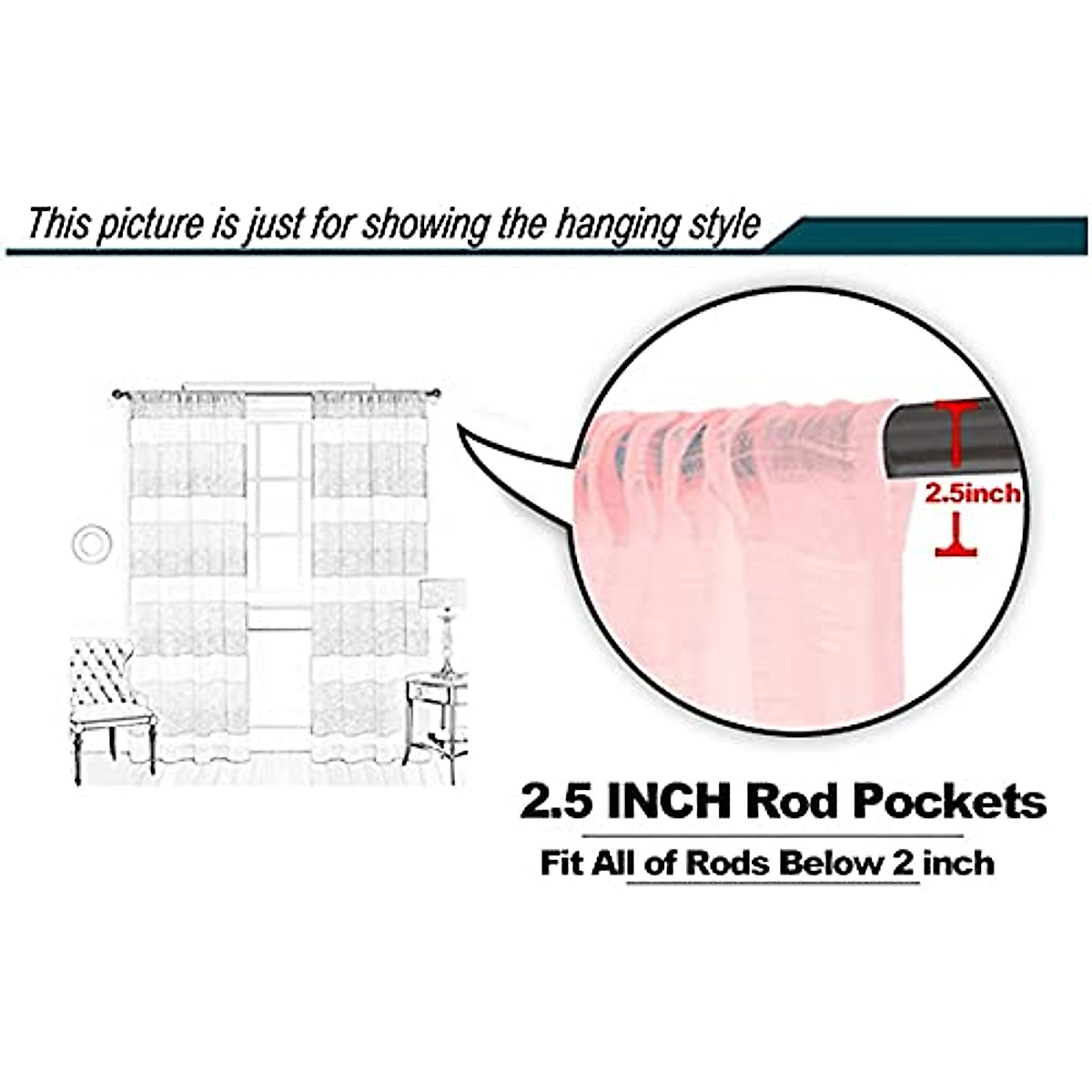 Nordic Sheer Curtains Window Treatments Rod Pocket Zig Zag Embroidery Drape for Living Dining Room Bedroom Doorway